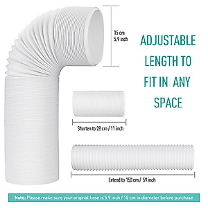 AGPTEK Exhaust Hose for Portable Air Conditioner, 5.9 Inch Diameter AC Vent Hose, Replacement for 5.9 inch Exhaust Vent Tube - Clockwise Thread, 59 Length