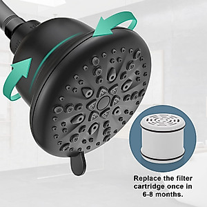 Cobbe High Pressure 7-mode Filtered Shower Head - Luxury Modern Black Look - 16 Stage Shower Head Filter for Hard Water for Remove Chlorine and Harmful Substances
