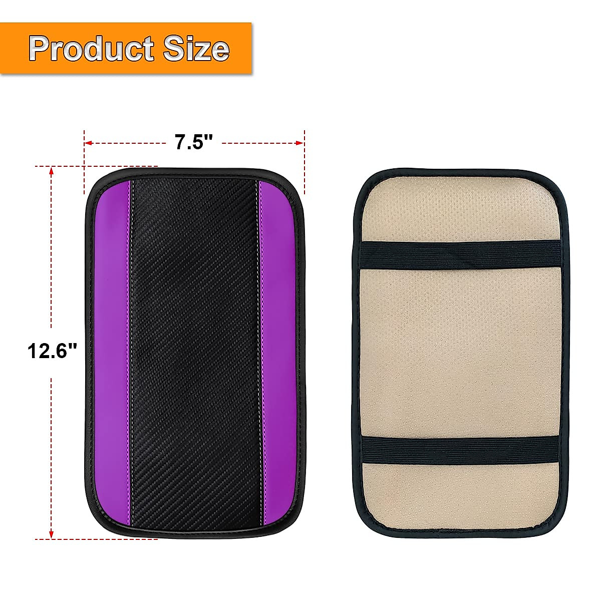 8sanlione Car Center Console Cover, 12.6"x7.5" PU Leather Car Armrest Cover Universal Waterproof Center Console Pad, Car Accessories Interior Protection for Cars, Vehicles, SUVs (Purple)