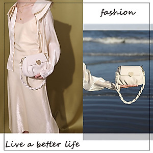 ZEHO Cloud Crossbody Shoulder Bag Dumpling Purse Women Small PU Leather Crossbody Bag Girls Ruched Handbag, White