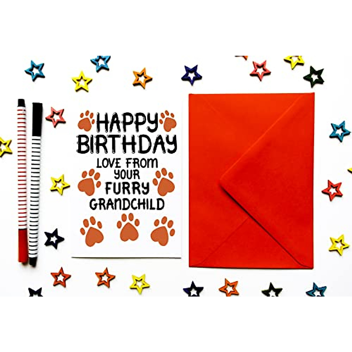 Birthday Card From Furry Grandchild, Pets, Dog, Cat For Grandma, Grandpa, Fur Grandparent