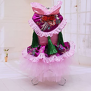 guohanfsh Pet Accessories,Pet Costume Chinese Style Dress-up Skin-Friendly Dogs Cats Tulle Princess Dress Pet Supplies Pet Clothes Tassels Decor for