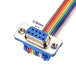Tool parts IDC Rainbow Wire Flat Ribbon Cable DB9 F/F Connector 2.54mm Pitch 19.7inch Long