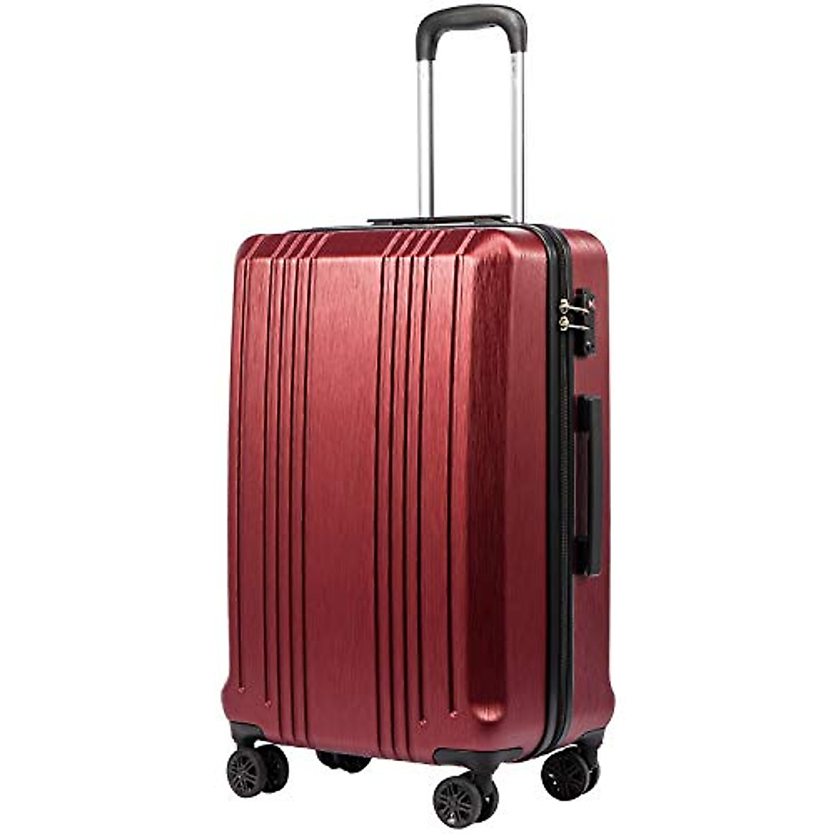 Coolife Luggage Suitcase PC+ABS with TSA Lock Spinner Carry on Hardshell Lightweight 20in 24in 28in (wine red, S(20in_carry on))