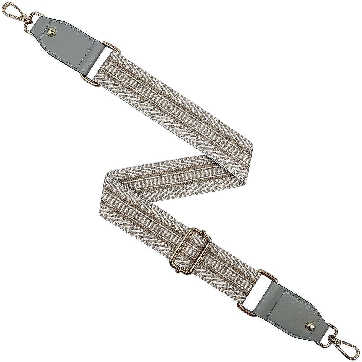 Duwi Wide Purse Strap Jacquard Guitar Style Strap Multicolor Canvas Adjustable Crossbody Bag Strap(Grey,brownwhite, Transverse)