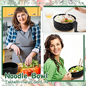 Microwave Ramen Bowl Set, Instant Noodle Bowl Ramen Bowl with Chopsticks, Drainage Bowl, Lid & Handle, College Dorm Room Essentials, Dishwasher-Safe, BPA-Free (Black/1 Set)
