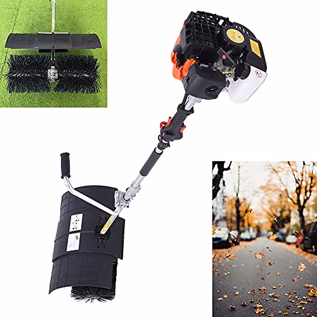 52CC 2.3HP Street Sweeper Walk Behind Hand Held Gas Power Snow Sweeper ...