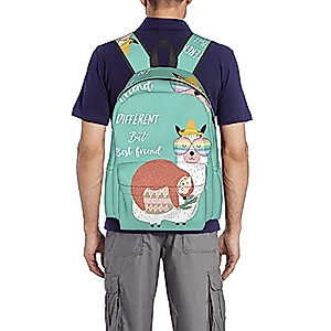 KiuLoam 17 Inch Backpack Cute Sloth Llama Friends Mint Green Laptop Backpack Shoulder Bag School Bookbag Casual Daypack