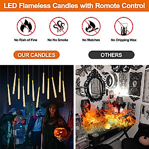 12 Home Decoration Floating Candles with Magic Wand Remote, Flameless Taper Ccandles Warm Light Flickering,Witch Wizard Hanging Candles Lights for Harry Potter Gift Birthday Party Home Room Decor