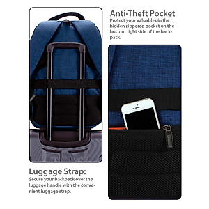 Rockland Slim Pro USB Laptop Backpack, Blue, Large