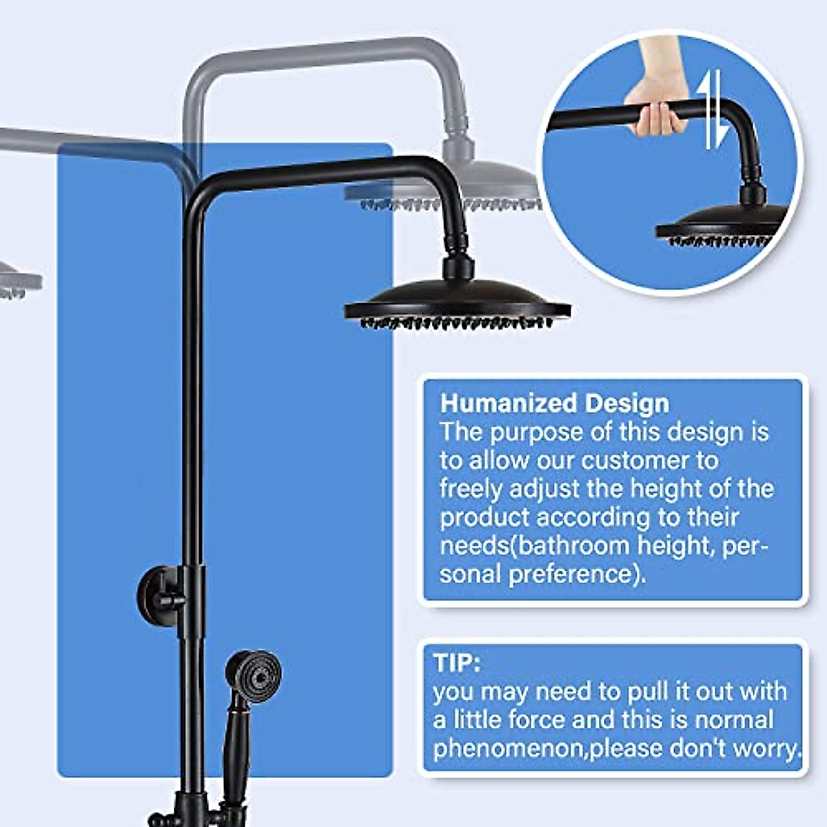 MOSSON Rain Shower System Oil Rubbed Bronze Outdoor Shower Faucet Set with 8 Inch Rainfall Shower Head Handheld Spray 2 Cross Handles Wall Mounted Bathroom Shower Fixtures Solid Brass