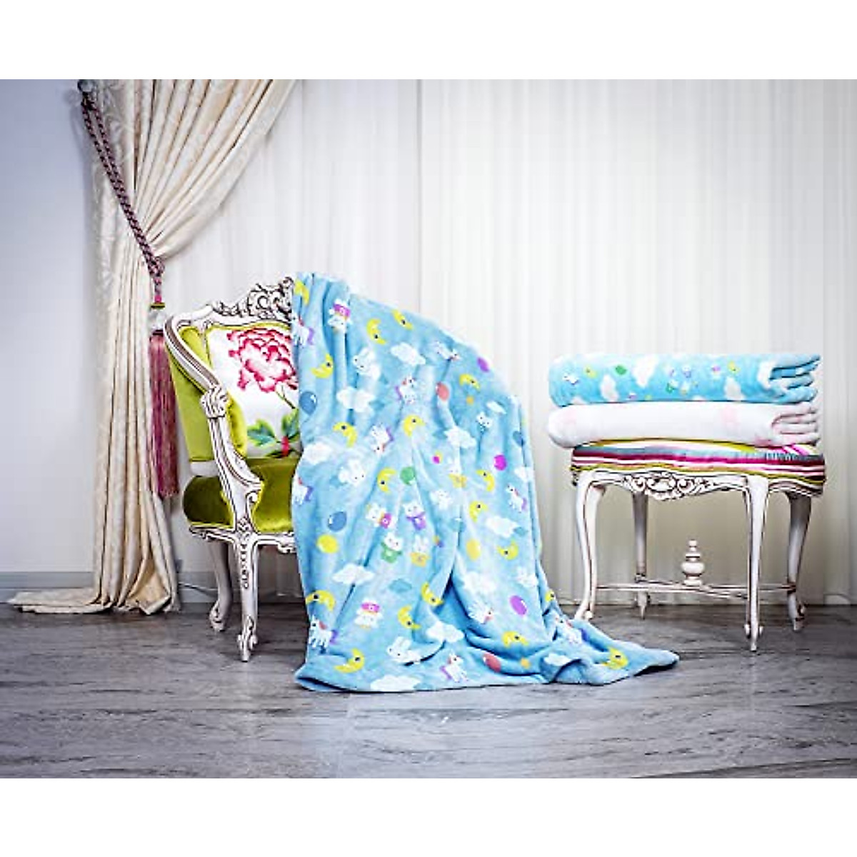 Bambino Velvet Dreams Blankie - Ultra Soft Super Plush Fleece Throw Blanket (60"x50") Blue