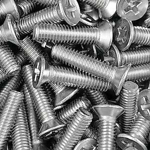 NACX M2 x 6mm Phillips Countersunk Flat Head Machine Screws Bolts, A2-70, Silver Tone, 304 Stainless Steel, 500Pcs