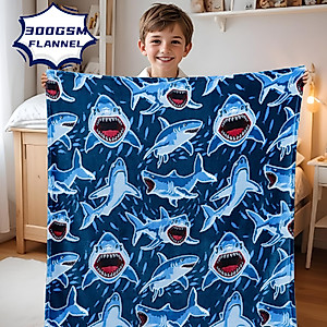 BORORO Shark Blanket Glow in The Dark Blanket Shark Gifts Cozy Blanket Shark Toys Birthday Gifts for Kids Boys 50x60 inch