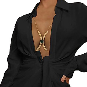 Cusmyre Rhinestone Green Chest Bracket Bra Chain Body Jewelry Bikini Crystal Body Chain Rhinestone Bra Underwear Chain Sexy Lingerie Chest Chain for Women