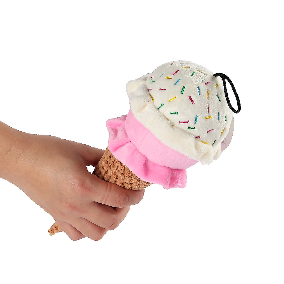 Petlou Durable Plush Dogs Squeak Toys. 10-Inch Ice Cream, All Breed Sizes