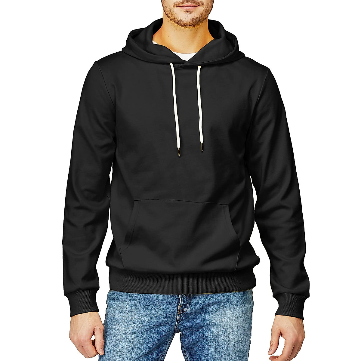 H2H Mens Casual Pullover Long Sleeve Hoodie with Kanga Pocket BLACK US L/Asia XL (CMOHOL050)