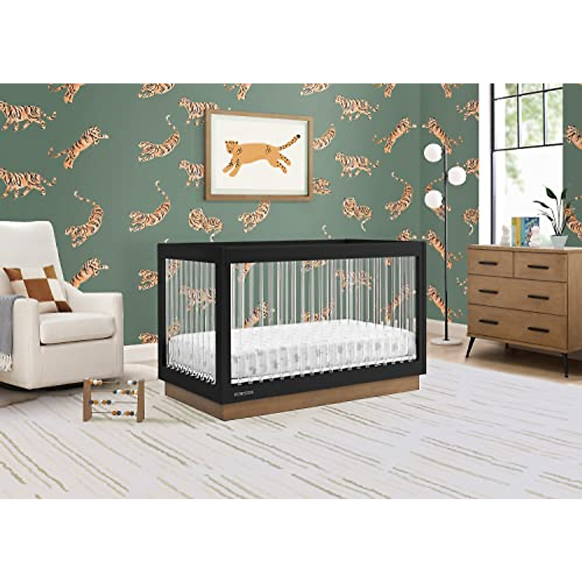 Delta Children James Acrylic 4-in-1 Convertible Crib - Greenguard Gold Certified, Midnight Grey/Acorn