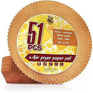 Air Fryer Liners 6.5 inch | Non-stick Disposable Liners | Baking Paper for Air Fryer Water & Oil proof Food Grade Parchment for Baking Roasting Microwave (51 PACK)