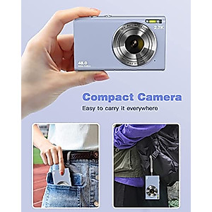 Digital Cameras for Photography Digital Camera Autofocus, 2.7K 48MP Teenager Camera with 2.8" Large Screen, 16X Zoom and 32GB Card, Compact Camera Take Macro Photos, Stylish Portable Camera for Teens