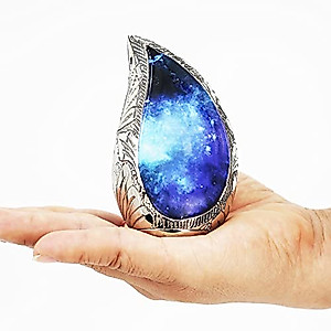 M MEILINXU Small Keepsake Urn for Human Ashes - Mini Cremation Urns for Ashes - Fits a Small Amount of Cremated Remains - Display Urn at Home or Office (Blue Starry Sky - Made of Brass Hand Engraved