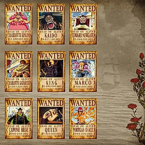 50pcs Set of Pirates Wanted Posters 4x6inch Wall Art Home Bedroom Decor Wall collage Suitable for Anime Fans gift Boys Girls Room Decoration