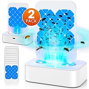Fruit Fly Traps for Indoors, Rechargeable Gnat Traps for House Indoor with Night Light Flying Insect Catcher for Home Plants Gnats Moths Mosquitos Pest Control with Glue Cards