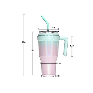 Zenbo 40 oz Tumbler With Handle,Lid and Straw | Stainless Steel Insulated Tumbler, Keeps Drinks Cold up to 34 Hours, Fit in Car Cup Holder, Dishwasher Safe and BPA Free