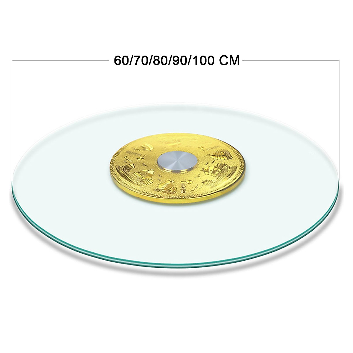 Glass Lazy Susan, with Swivel Assist System, Round Tabletop Rotating Tray Large Serving Plate, Silent & Smooth Spin
