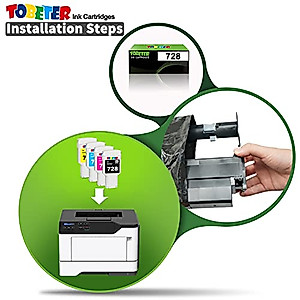 ToBeter Remanufactured 728 XL(Each 300ml) Ink Cartridge Replacement for HP 728 F9J68A F9K17A F9K16A F9K15A, for HP DesignJet T730 (F9A29E) T830 MFP(F9A30A/F9A28A/F9A28D/F9A30D) Printer - 4 Pack