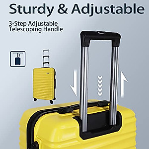 Aklsvion Luggage Sets 3 Piece(20/24/28)-Suitcase Set- Luggage with Wheels-PC + ABS Durable Lightweight Rotating hardshell suitcase 5PCS(Yellow)…