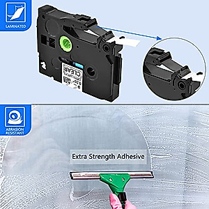 GREENCYCLE Extra Strength Adhesive Black on Clear Label Tape Compatible for Brother TZE-S121 TZeS121 AZES121 3/8" 0.35 Inch 9mm for PT-E550W PT2430PC 1890C PT-D210 300BT PT-1010 PTH100 D200-3 Pack