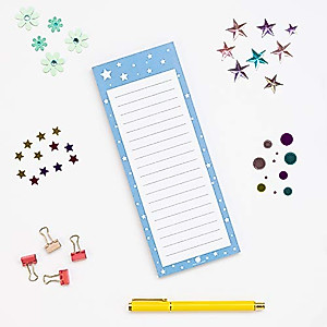 Peach Tree Shade Magnetic Notepads, 6-Pack 60 Sheets Per Pad 3.5” x 9”, Star Patterns, for Fridge, Kitchen, Shopping, Grocery, To-Do List, Memo, Reminder, Note, Book, Stationery (Starnotes Sunrise)