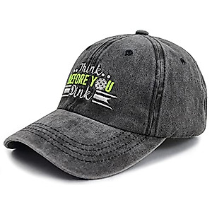 Pickleball Gifts for Men Women, Funny Pickleball Accessories, Think Before You Dink Pickle Ball Lovers Hats, Adjustable Cotton Embroidered Sport Baseball Cap Present for Birthday Christmas Retirement