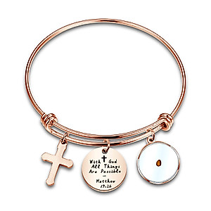 WUSUANED Mustard Seed Bible Verse Bracelet With God All Things Are Possible Religious Faith Jewelry Christian Gifts For Women (with god all things are possible mustard seed bracelet RG)