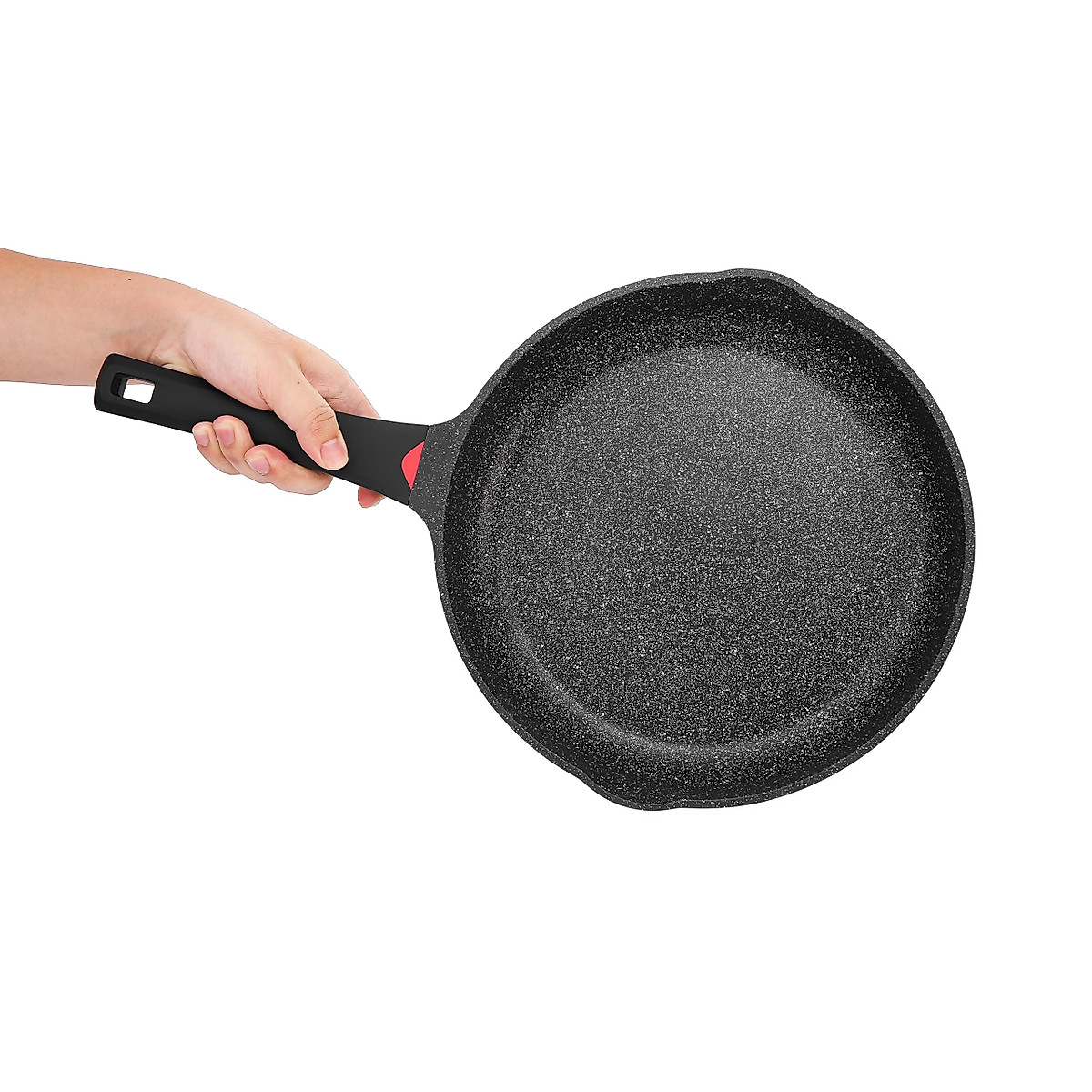11 Inch Non Stick Frying Pans Granite Coated with Pour Spout - Lightweight 2.9 Quart Skillets and Frying Pans with Comfort Stay Cool Grip Handle - Induction Compatible PFOA Free Frying Pan (Black)