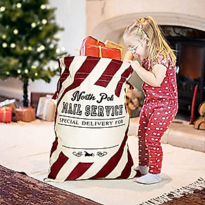 LessMo Christmas Santa Sack, Large Christmas Canvas Gift Bag with Drawstring, [Place to Write Wishes] Reusable Personalized Best Gift, for Xmas Package Storage, Christmas Party Supplies Favors