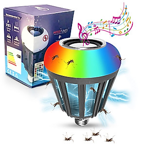 MOSQITUNES Outdoor Bug Zapper, LED Light Indoor Repellant Bluetooth Speaker with Light, Electric Mosquito Zapper lamp Outdoor Electric Fly Mosquito lamp Bug Light Bug Light Satisfying LED