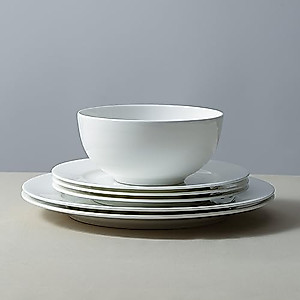 Stone Lain Aria Bone China 12-Piece Dinnerware Set, White