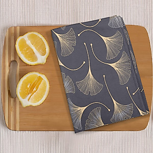 Ginkgo Biloba Kitchen Towels and Dishcloths Set of 4-17.7" x 28.3" Absorbent Dish Towels with Hanging Loop Hand Towel for Farmhouse Bar Towels & Tea Towels