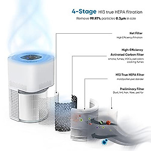 HEPA Air Purifiers for Home Large Room, CADR 300+m³/h 1290ft², H13 true HEPA filter remove 99.97% of dust, mold, allergies, odor, pets hair dander, smoke, pollen