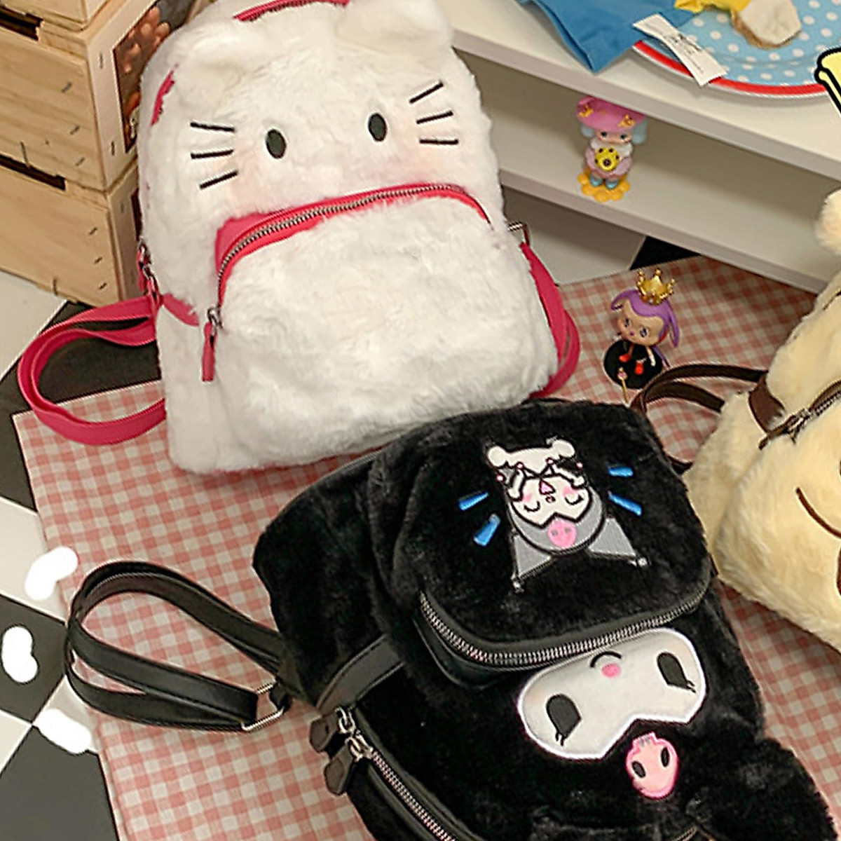 Ohjijinn Kawaii Backpack Cute Plush Bag, Anime Backpack Cartoon Bags, Plush Backpack Mini Backpacks for Girls Kids