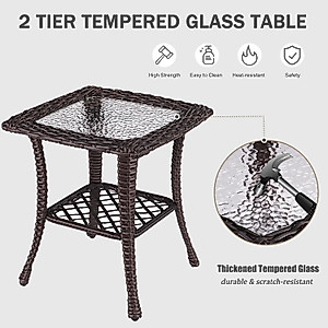 Outdoor Furniture Set, 6 Pieces Rattan Wicker Swivel Chair Coversation Set with Ottomans