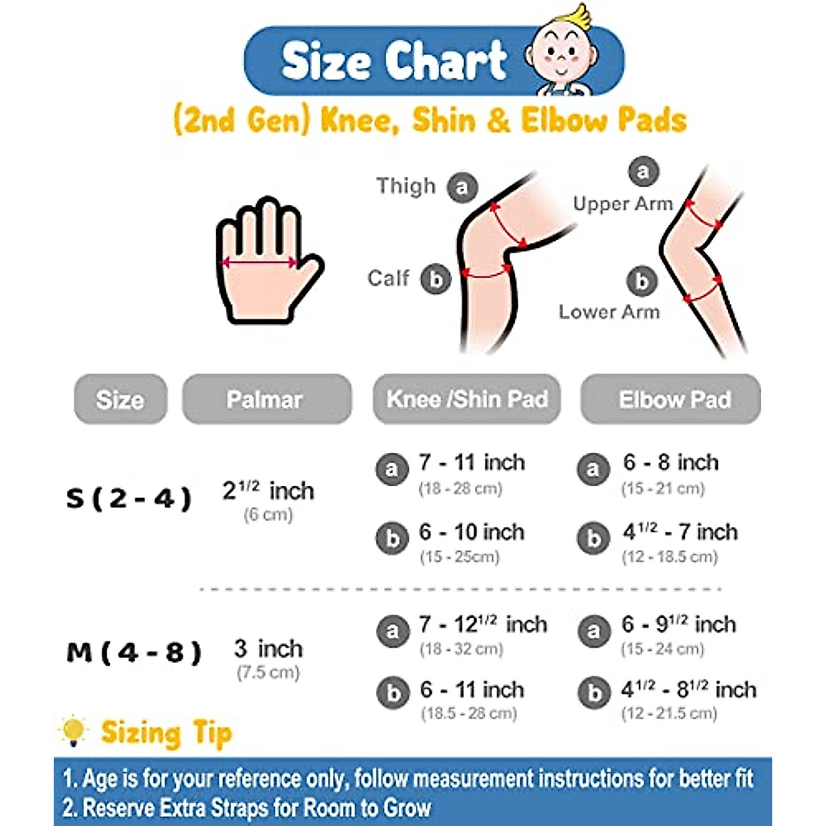 Knee Pads for Kids Knee Pads and Elbow Pads Set Toddler Knee Pads - Knee and Elbow Pads for Children Boy Girl 2-4 5-8 Age 2 3 4 5 - Kids Protective Gear Set for Roller-Skating, Scooter, Skateboard