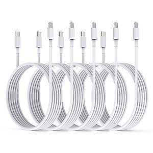 RJJ 5Pack(3/3/6/6/10ft) 20W USB C to Lightning Cable Type C Fast Charging Cable 【MFi Certified】 USB-C for iPhone 14 Fast Charger Cord for iPhone 13 12 11/Mini/Pro/ProMax/iPad 8/Airpods Pro - White