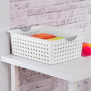 Sterilite Set of Ultra Plastic Storage Bin Baskets with Handles Including 12 Large and 12 Deep Containers for Household Organization, 24 Pack