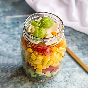 QAPPDA 16 oz Glass Jars With Gold Lids,Wide Mouth Ball Mason Jars,Glass Storage Jars For Food,Canning Jars For Pickles,Herb,Jelly,Jams,Honey,Kitchen Canisters Dishware Safe 15 Pack