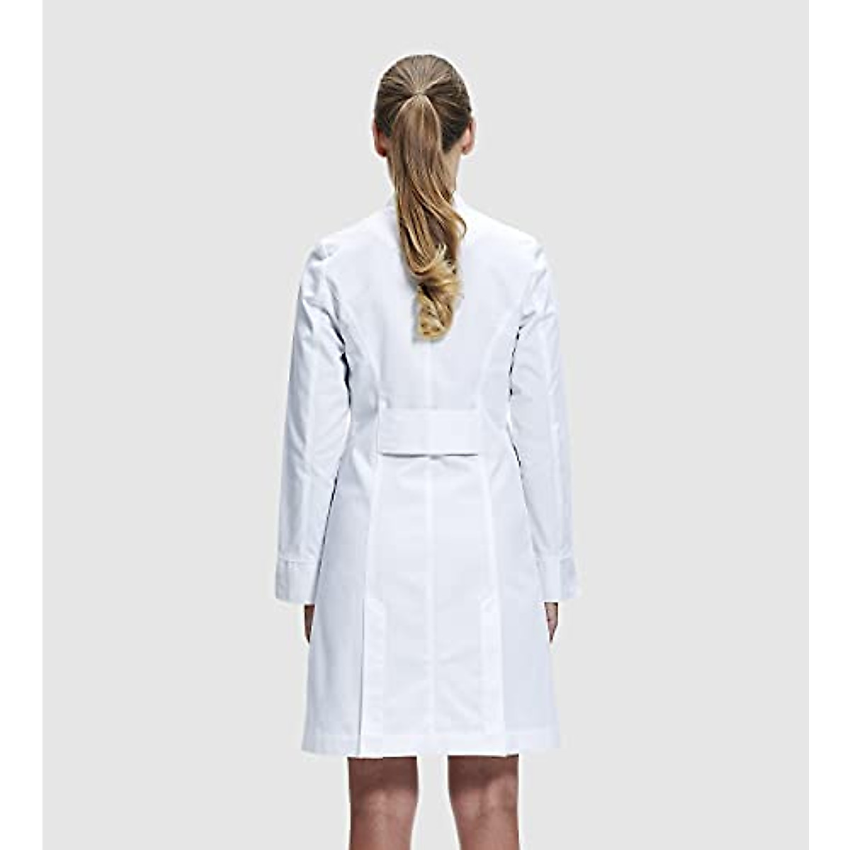 Dr. James Women’s Lab Coat, Tailored Fit, Fold Back Cuff, White, 35 inch Length (4)