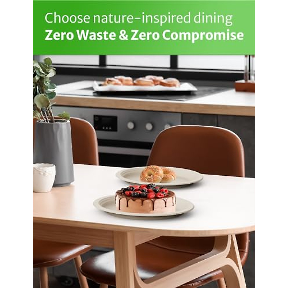 Teoox 100% Compostable Oval Plates Biodegradable Plates, BPI-Certified Eco Paper Plates, Bagasse Platter Plates, Recyclable Paper Plates, Sugarcane Plates (12.5 Inch - 40 Count)