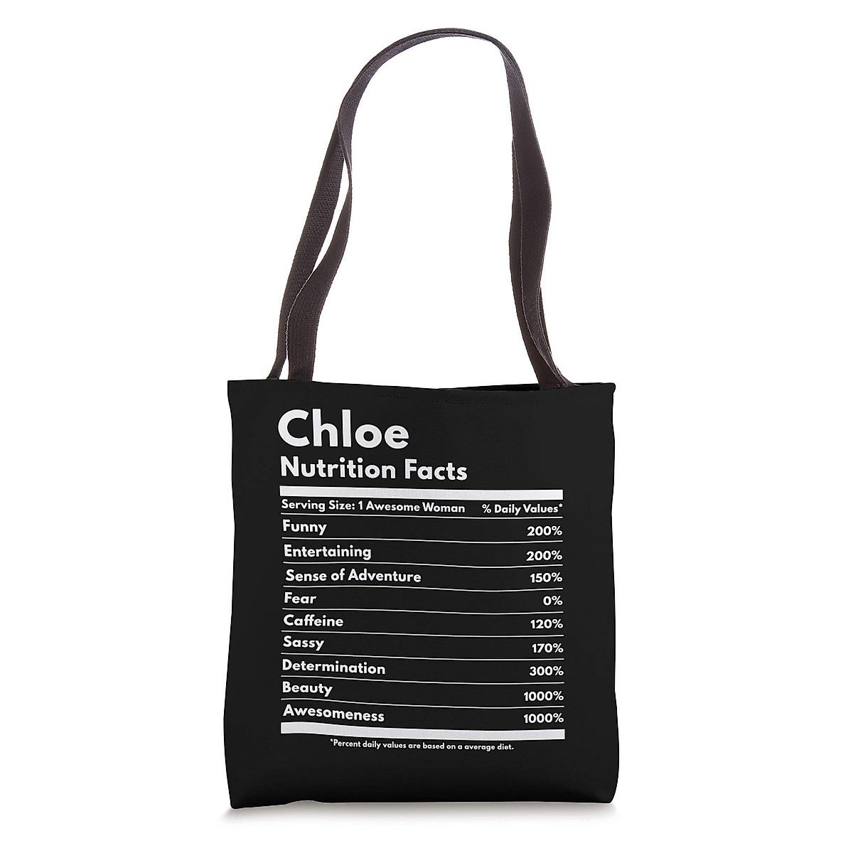 Chloe Nutrition Facts Gift Funny Personalized Name Chloe Tote Bag